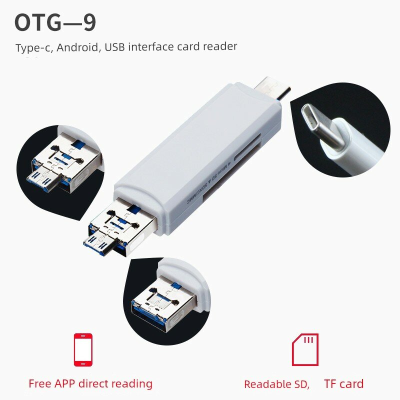 Универсальный OTG-адаптер для чтения карт памяти SD, TF, Micro SD, USB-накопителей, совместимый с Apple iPhone, iPad,