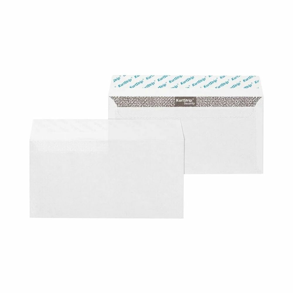Конверт Комус белый Е65 стрип security 110x220 мм, 80 г, 50 штук 1152440