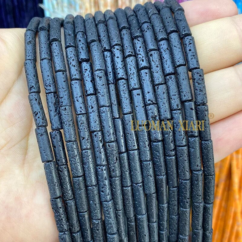 Бусины из натурального камня Амазонит Лабрадорит Говлит Черный, 4x13mm 27-28pcs, Volcanic rock