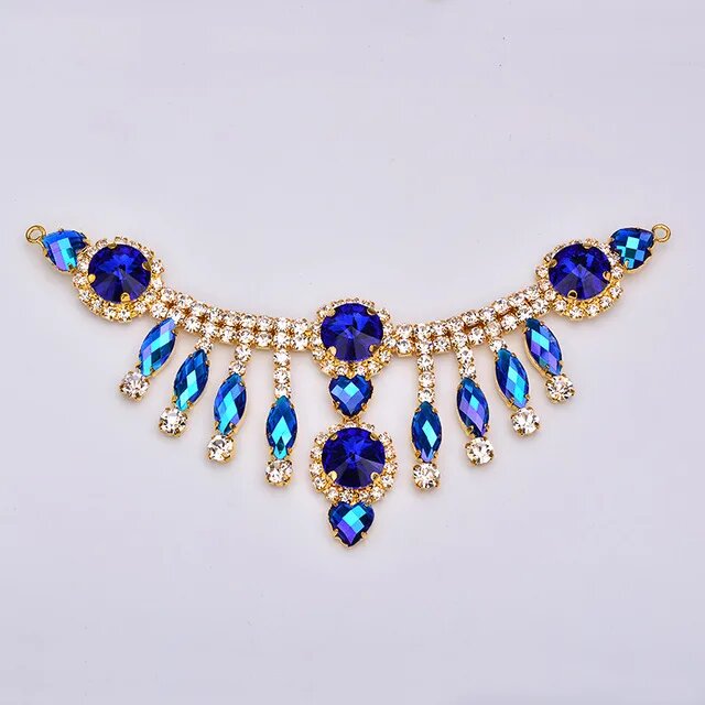 JUNAO Цепочка со стразами для бикини 1 шт. 60X155mmBlue AB