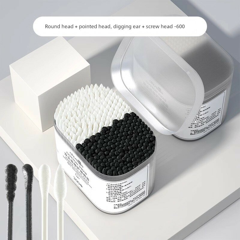 Ватные палочки для чистки ушей, одноразовые двухсторонние черные детские инструменты для чистки ушей, стерильные