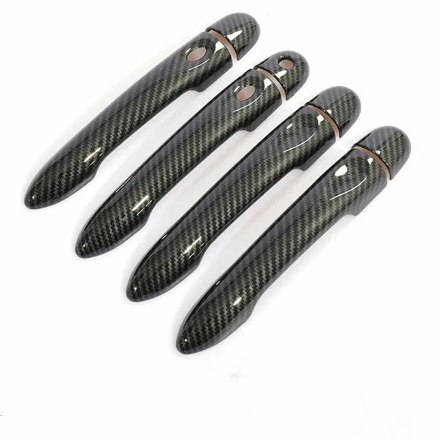 Накладки на дверные ручки Renault Captur / Kaptur / Samsung QM3 2013-2020, ABS карбон/чёрный, 4 шт с 3M клеем.