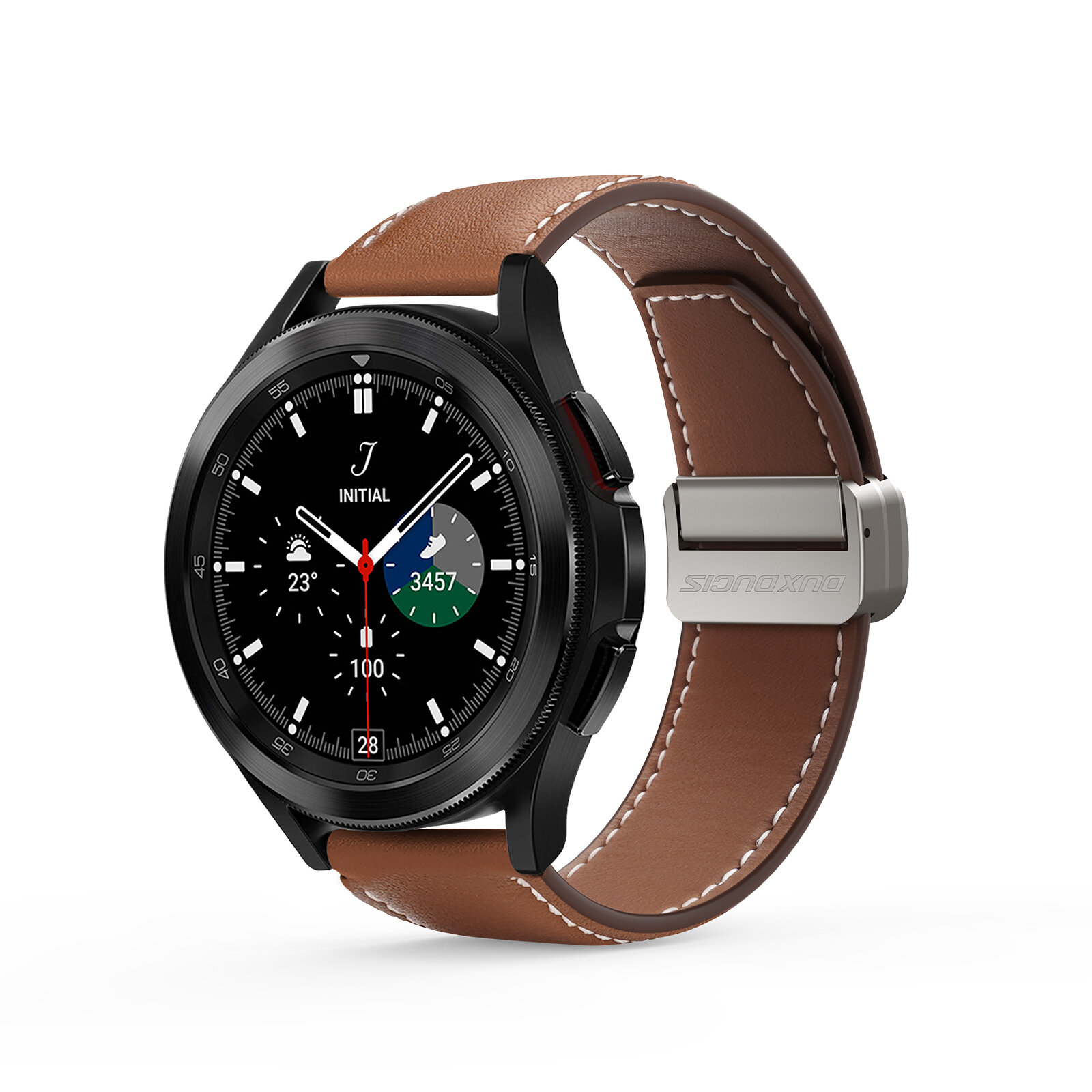 Ремешок из натуральной кожи коричневого цвета от Dux Ducis для смарт часов Samsung Galaxy Watch 3, 4, 5, 6 и 7 (размер крепления 20мм), серия YA Series