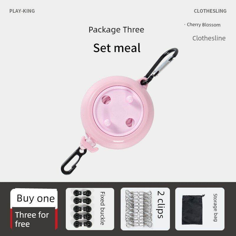 Розовый полный комплект: 10 креплений, 20 бельевых зажимов, сумка для хранения для путешествий и дома