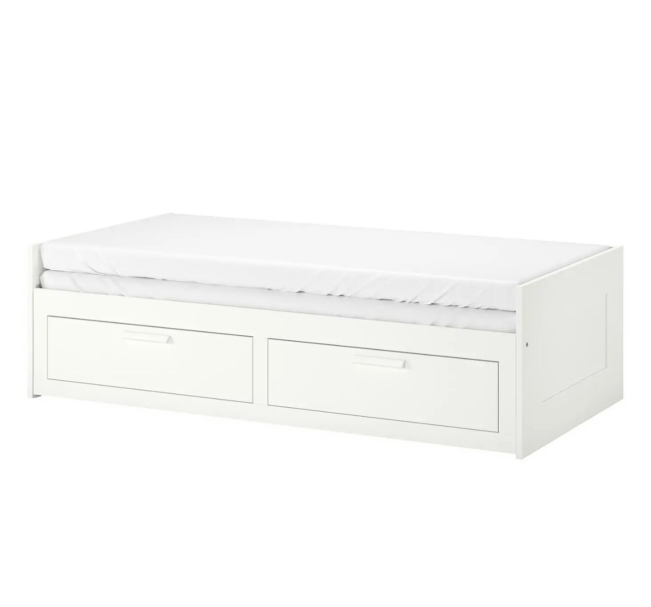Каркас кровати-кушетки С 2 ящиками, белый 80×200 СМ IKEA BRIMNES бримнэс 705.036.63