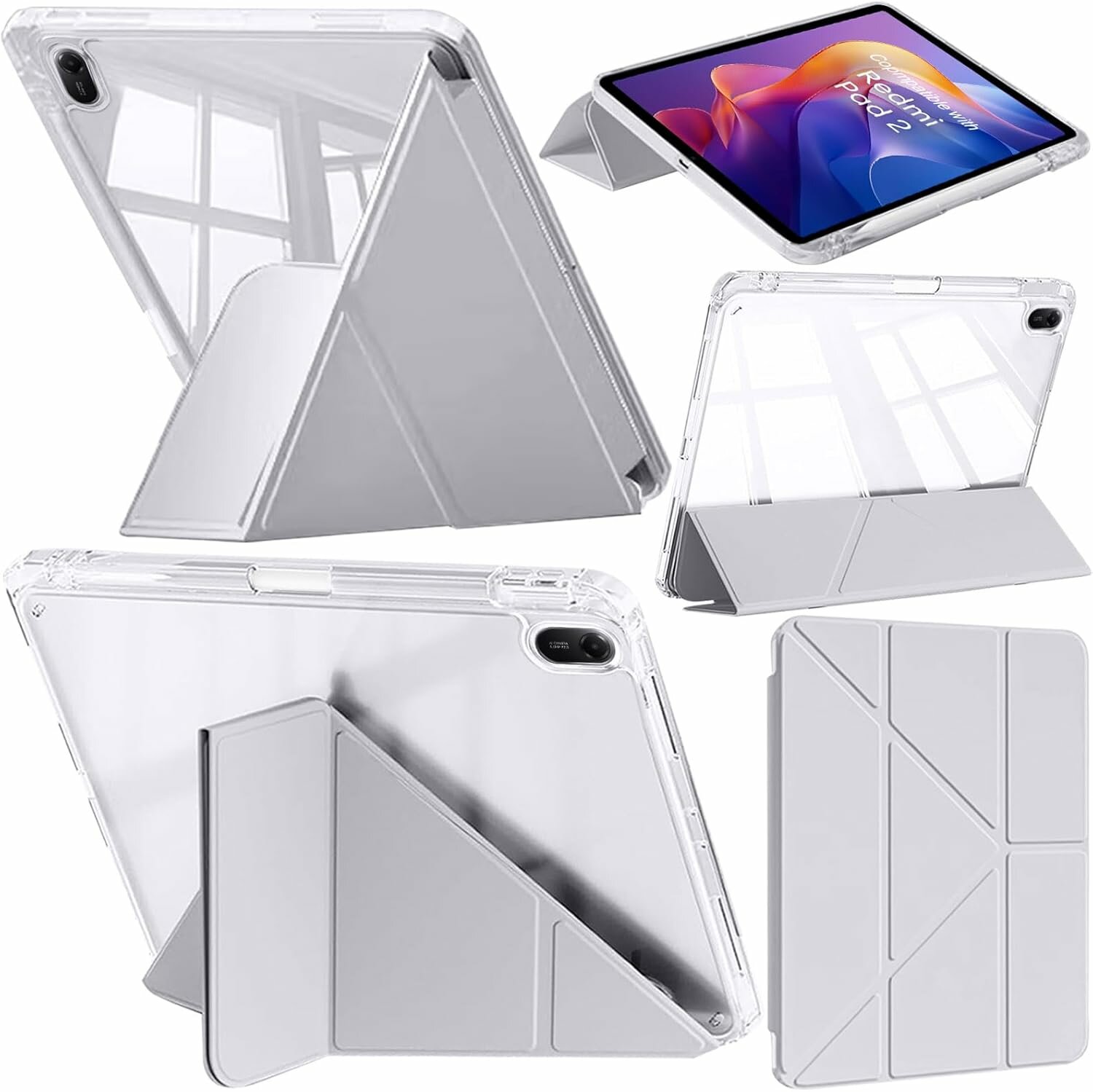 Чехол для планшета Xiaomi Redmi Pad 2 Pro 12.1' 2025 Высокопрозрачный Y-образный трехгранник с прорезью для пера