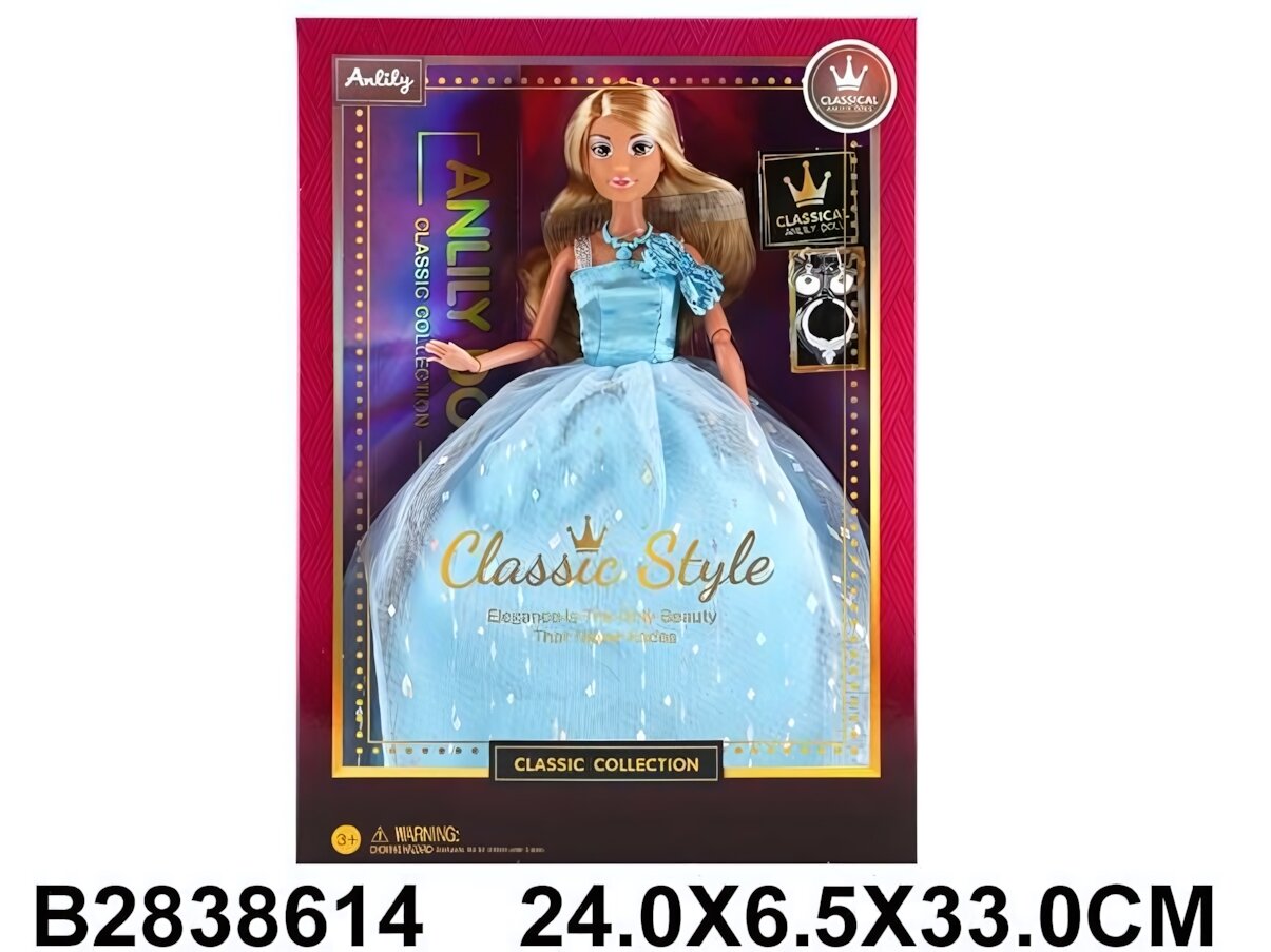 Кукла модельная "Anlily Classic Collection" на шарнирах, 33 см, с платьем и аксессуарами, для девочек 3+