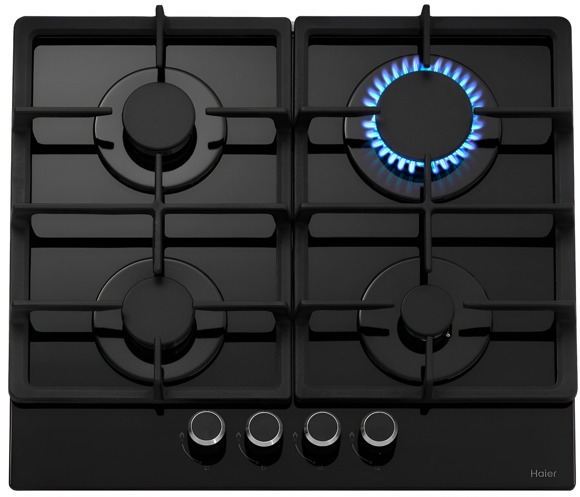 Газовая варочная панель с конфоркой WOK Haier HHXG64CN, автоматический электроподжиг, WOK конфорка