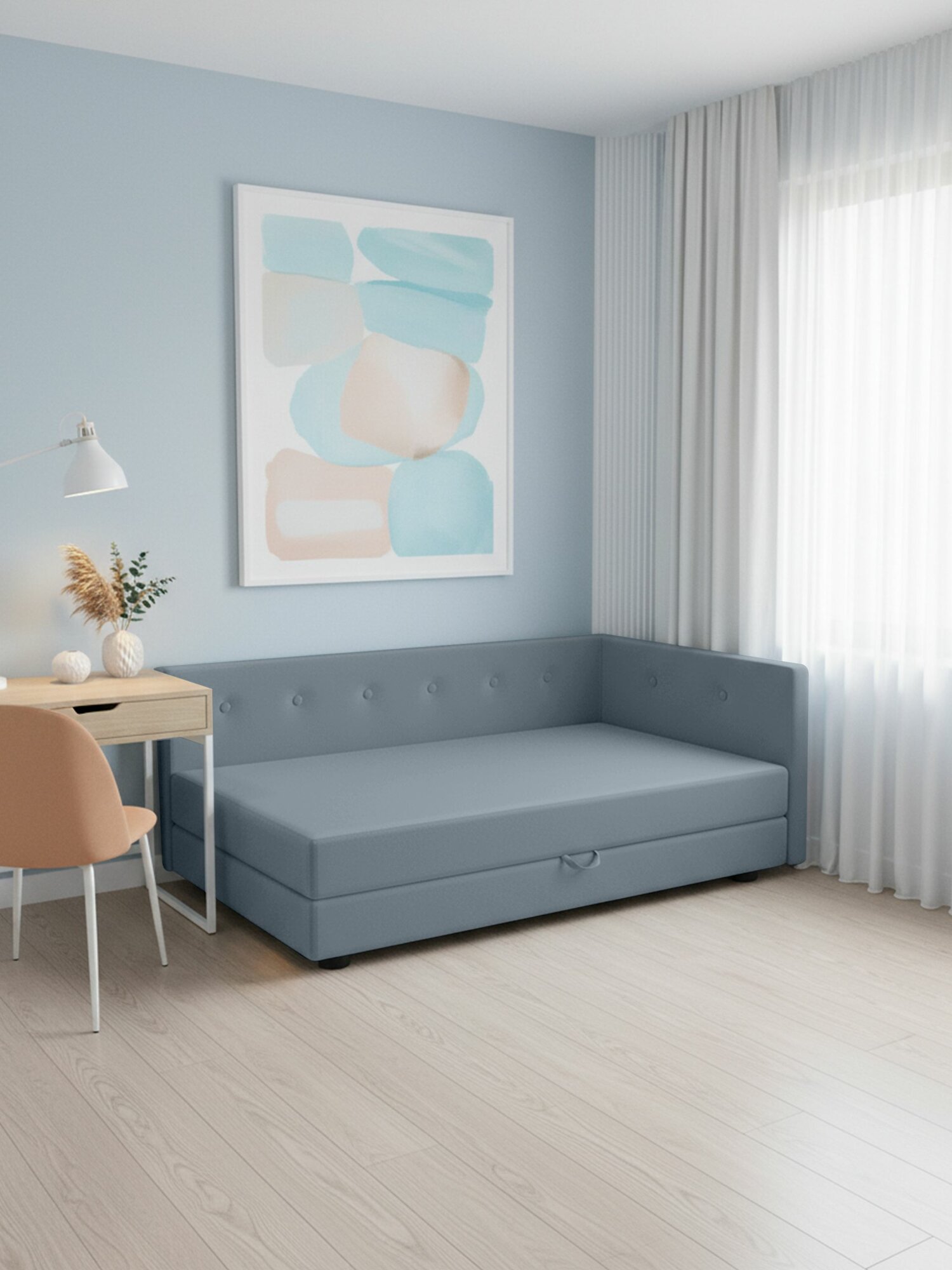 Тахта Лира Справа фокус- мебельная фабрика 100х210х76 см серый