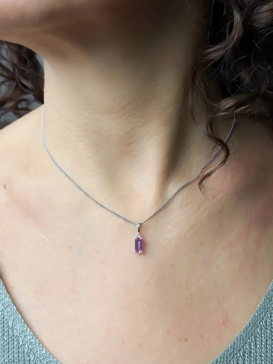 Подвеска, серебро, 925 проба, родирование, сапфир синтетический