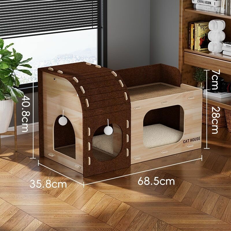 Фетровый домик для кошек с когтеточкой, просторное большое гнездо для кошек, двухслойная лазалка для кошек, устойчива к царапинам и долговечна, многоячеистая вилла для кошек.