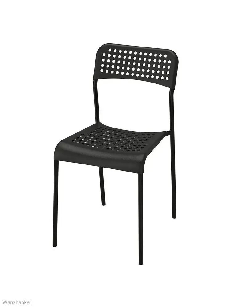 Комплект стульев IKEA адде, 1 шт, черный, для кухни, пластик, металл — фото 1