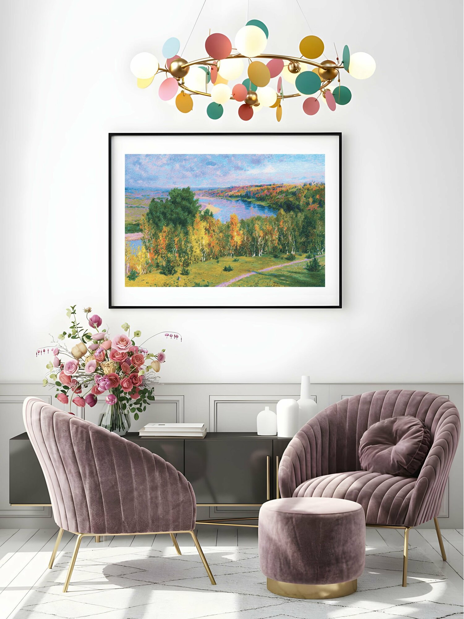 Набор для вышивания крестом Риолис, вышивка крестиком "Золотая осень" по мотивам картины В. Поленова, 60*40 см, 2048