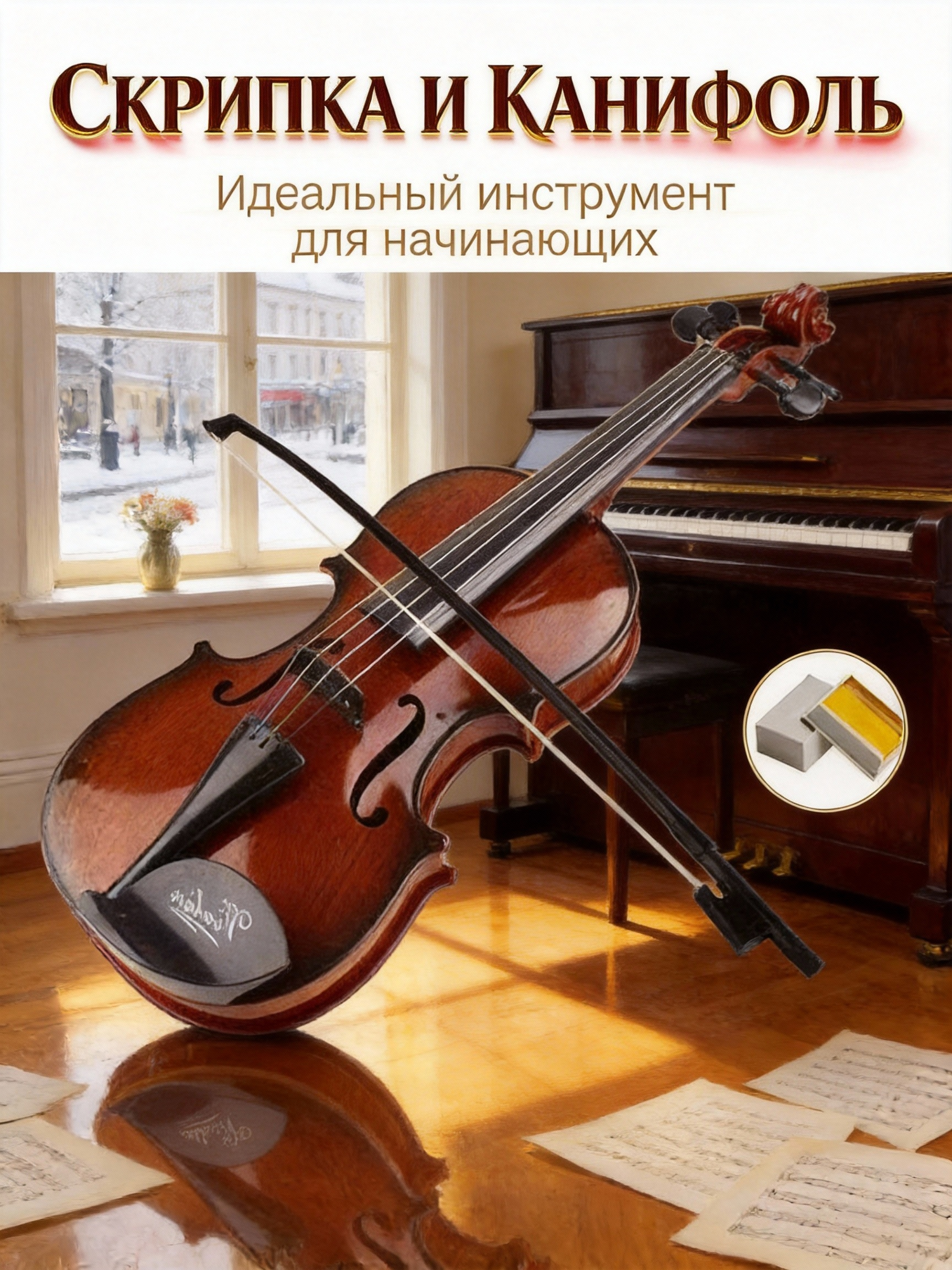 Детская скрипка для начинающих, пластиковый инструмент с настоящими металлическими струнами и полным комплектом аксессуаров, два размера и два цвета