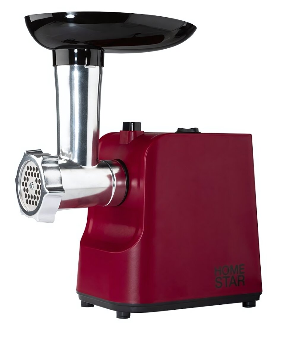Мясорубка электрическая HOMESTAR HS-2033, 2000 Вт, 90 кг/ч, 2 диска, прорезиненные ножки, красная