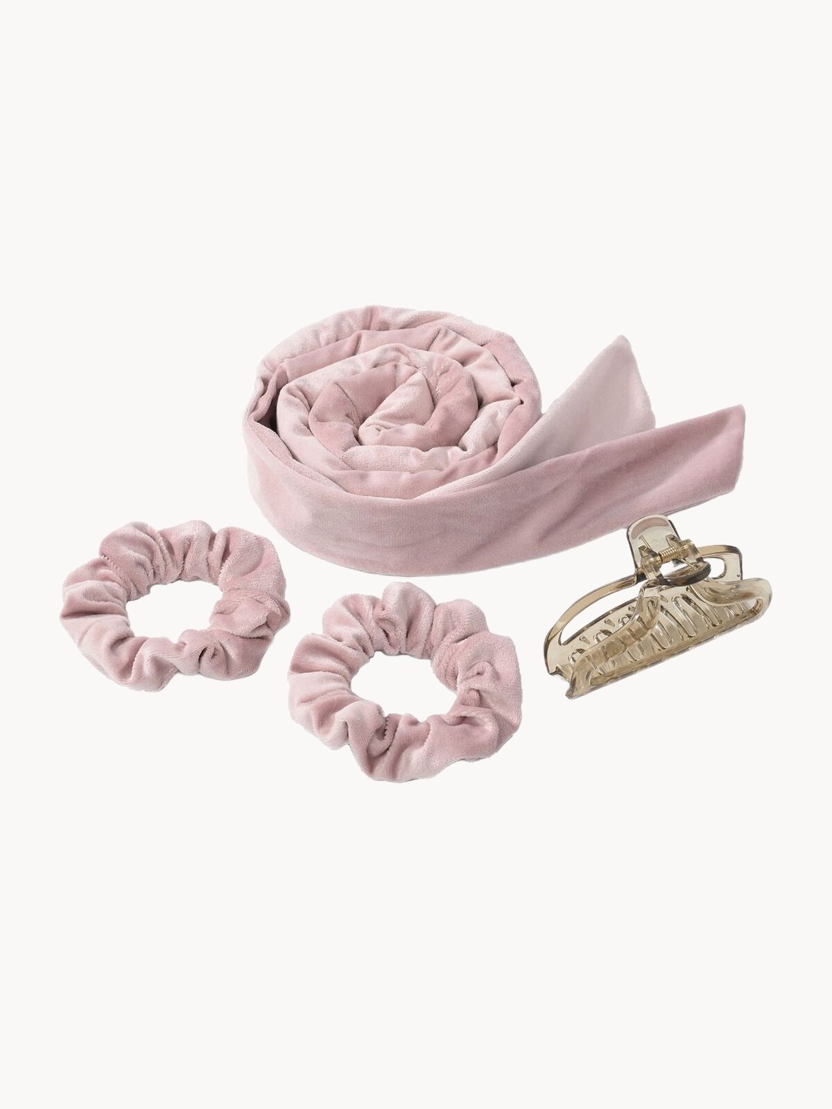 Бигуди - повязка бархатная розовая с крабом