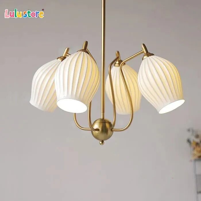 Потолочный светильник Lulustore с керамическими плафонами, золото, теплый свет