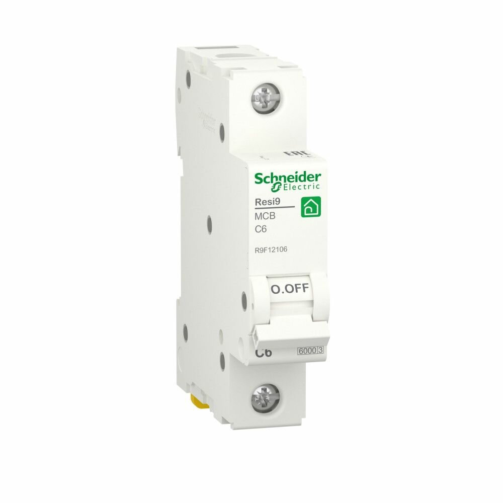 RESI9 Автоматический выключатель (АВ) С 6А 1P 6000A, Schneider Electric, R9F12106