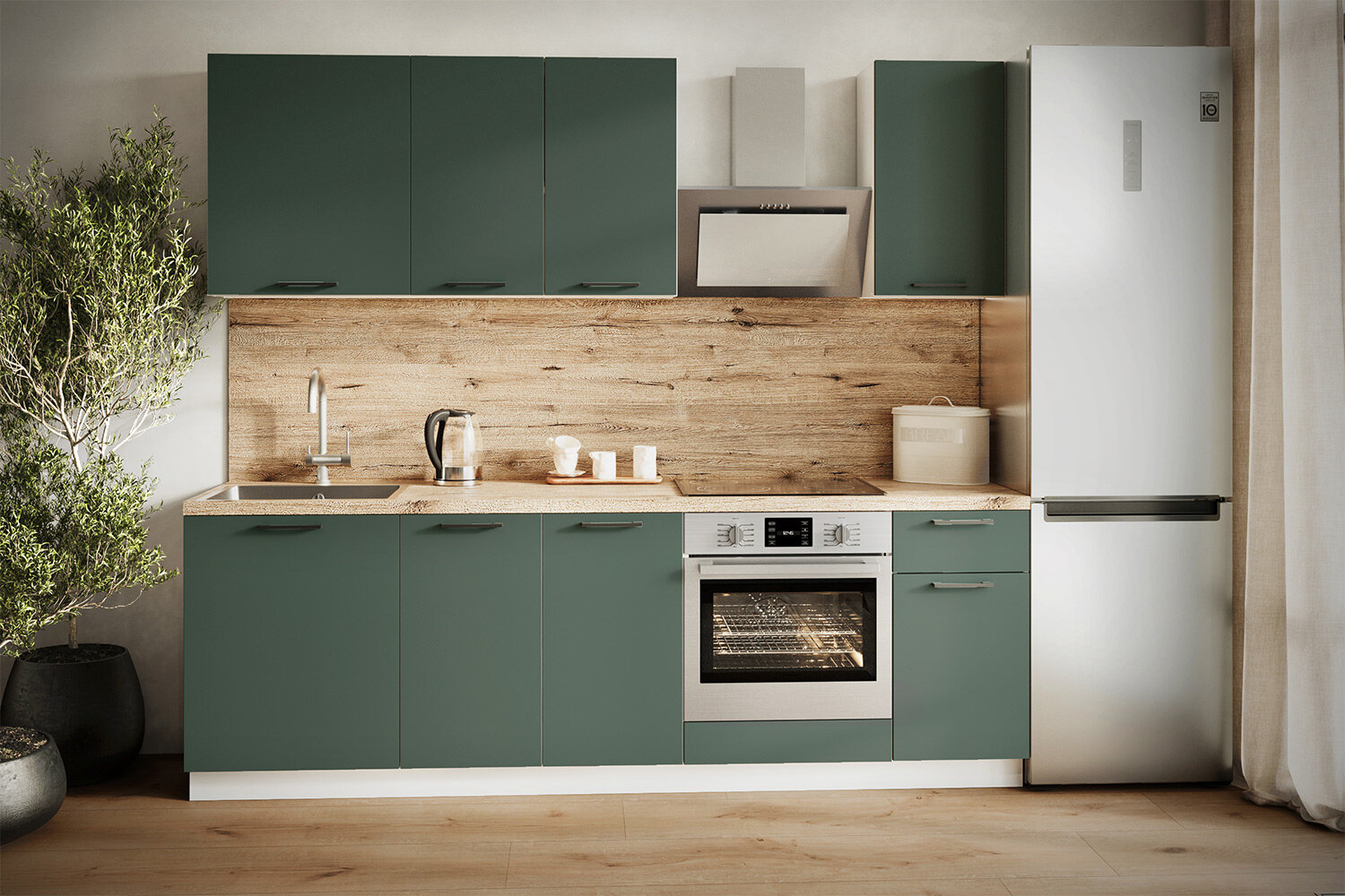 Набор кухонной мебели Сити 2,4 м, белый/авокадо