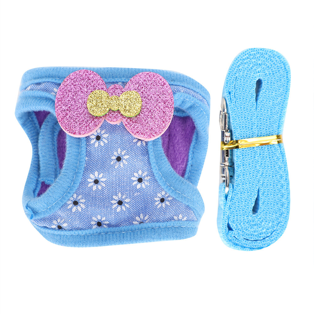 Регулируемая шлейка-поводок с дышащим нагрудным ремнем и противоскользящим жилетом для кроликов, хомяков и мелких домашних животных.