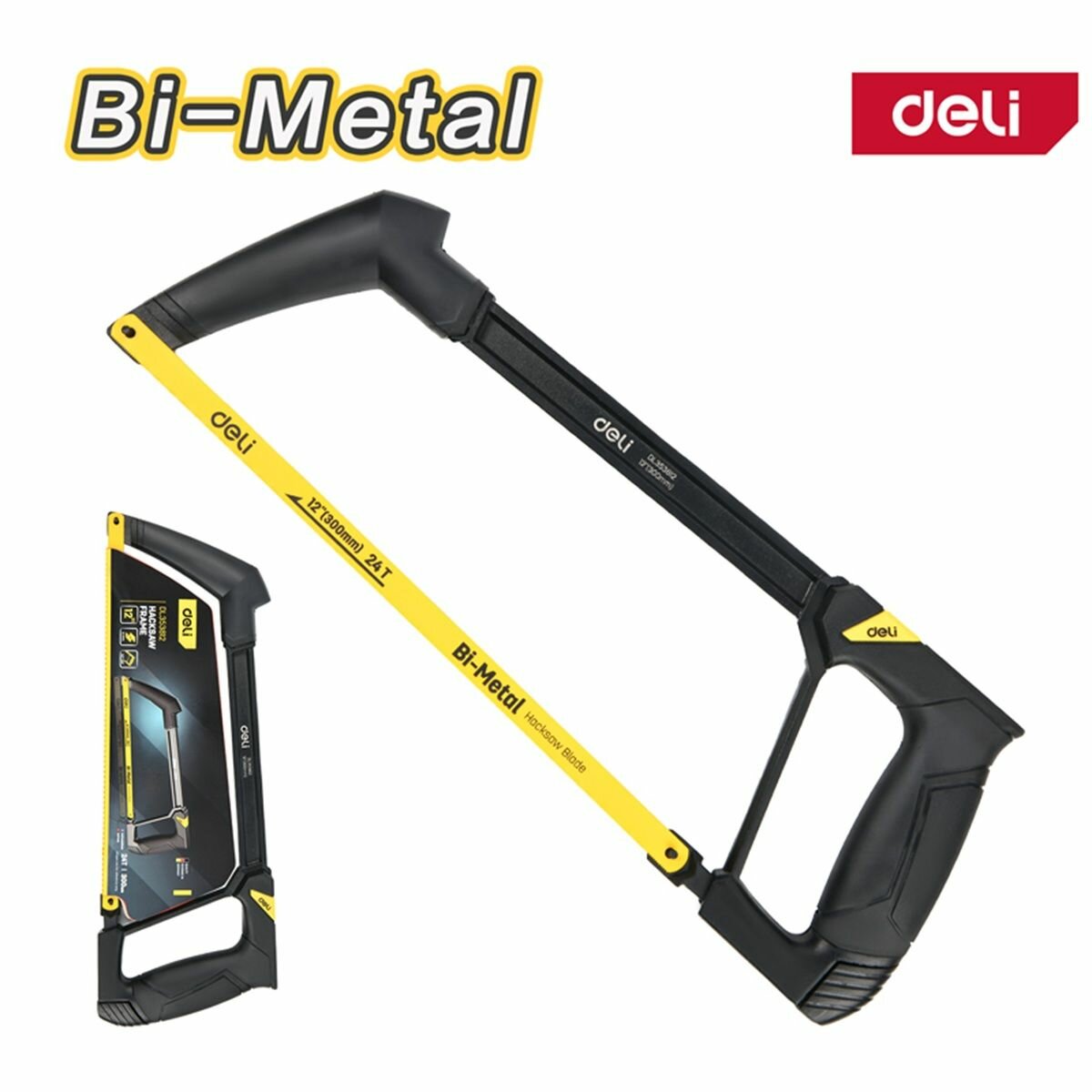 Ножовка по дереву, металлу, пластику Deli DL353812, биметаллическое полотно, 30 см