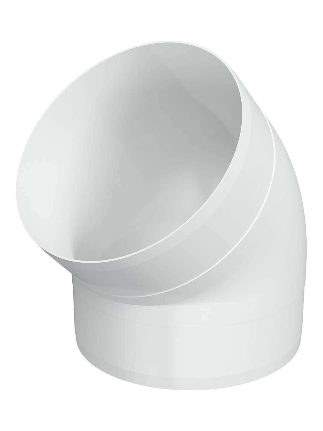 Колено ККП D125 45°для воздуховодов, пластик ERA, горизонтальное, белое