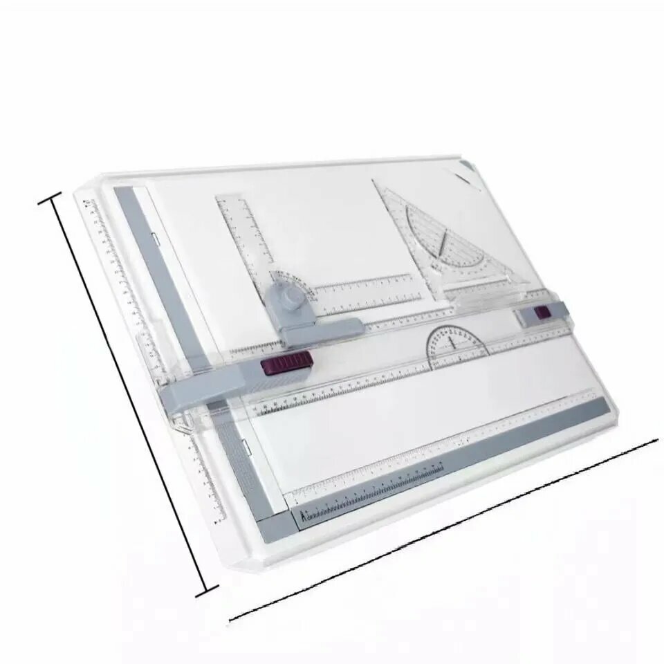 Доска чертежная (кульман) А3, 505х370мм, с рейсшиной, треугольником и чертежным узлом