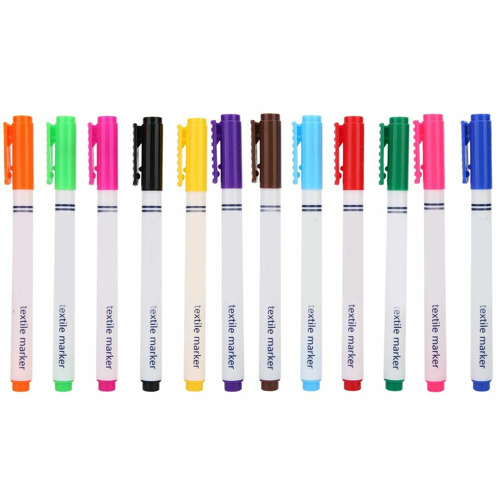 12 шт. водостойких текстильных маркеров для одежды, футболок, сумок, художественных принадлежностей для рисования, прочных, быстросохнущих