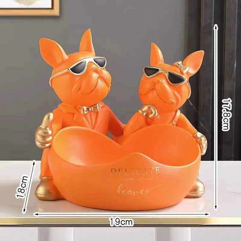 Фигурка декоративная "Босс с собакой", бюст, смола, оранжевая, 17x19x17 см