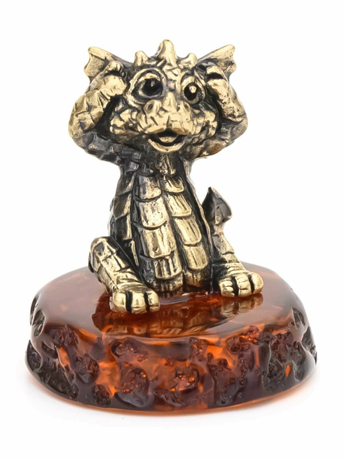 Сувенирная фигурка - Дракон Не Слышу, Балтийский Янтарь, 3 см