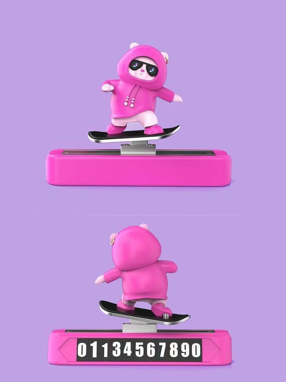 Игрушка на панель авто (для горизонтальной поверхности) Медведь на скейте / Фигурка в машину