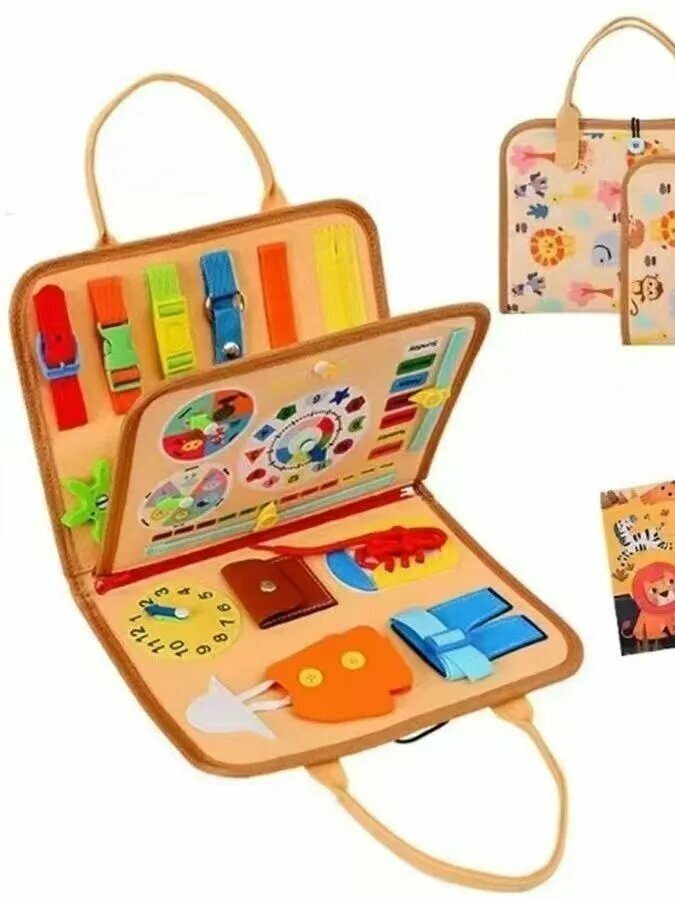 Бизиборд "Слон", для развития интеллекта, оранжевый, текстиль/пластик