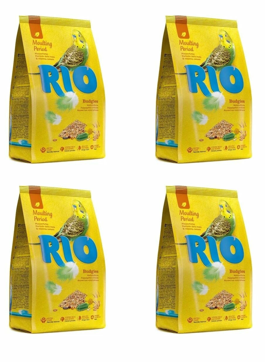 RIO Корм сухой для волнистых попугайчиков в период линьки 1кг (4 штуки)