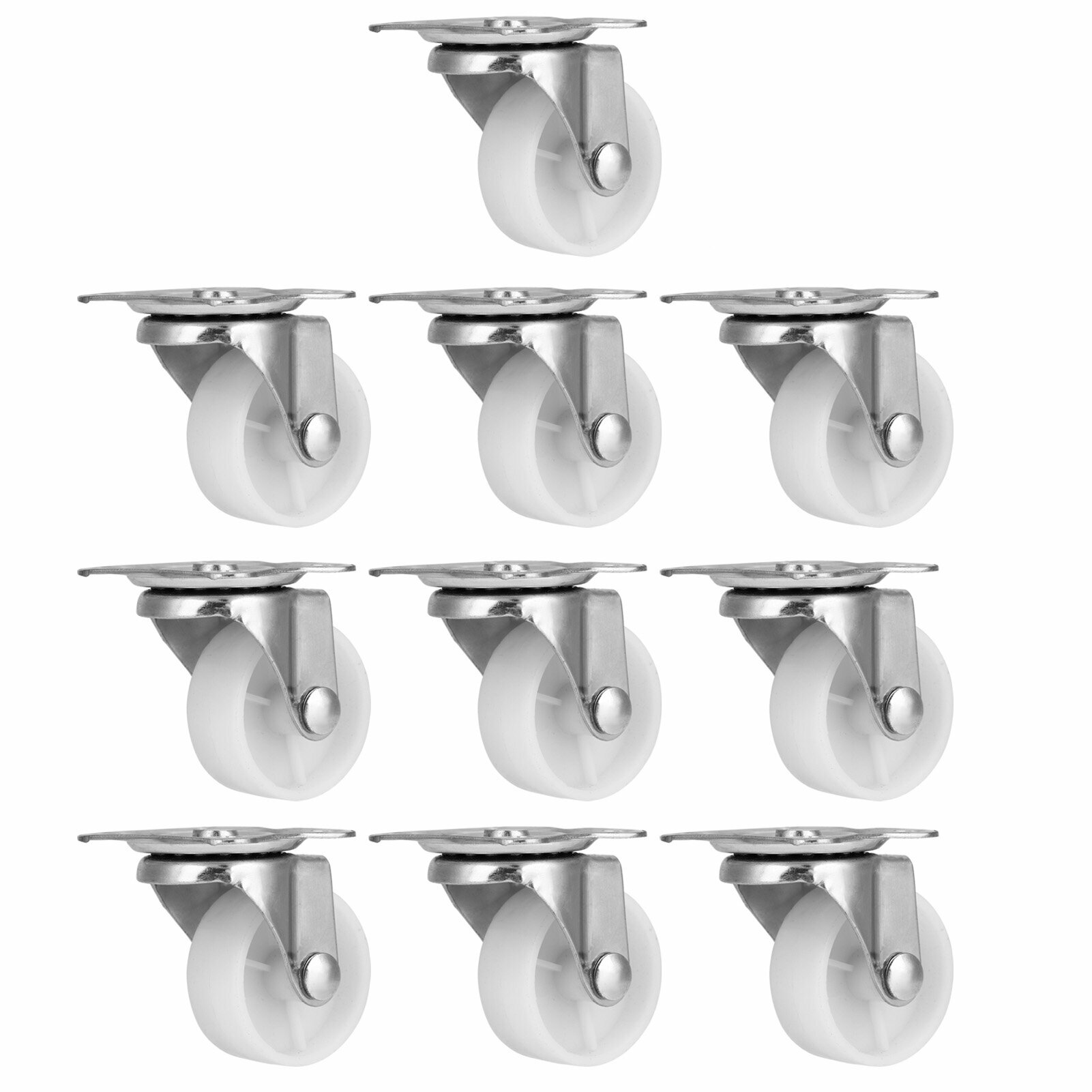 10 шт, белые полипропиленовые универсальные ролики, замена колес для шкафа, книжной полки, детской кроватки, мебели