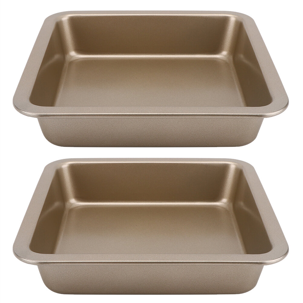2шт квадратной формы с антипригарным покрытием, форма для чизкейка, пиццы, лоток, формы для выпечки, кухонные инструменты для выпечки (золото)