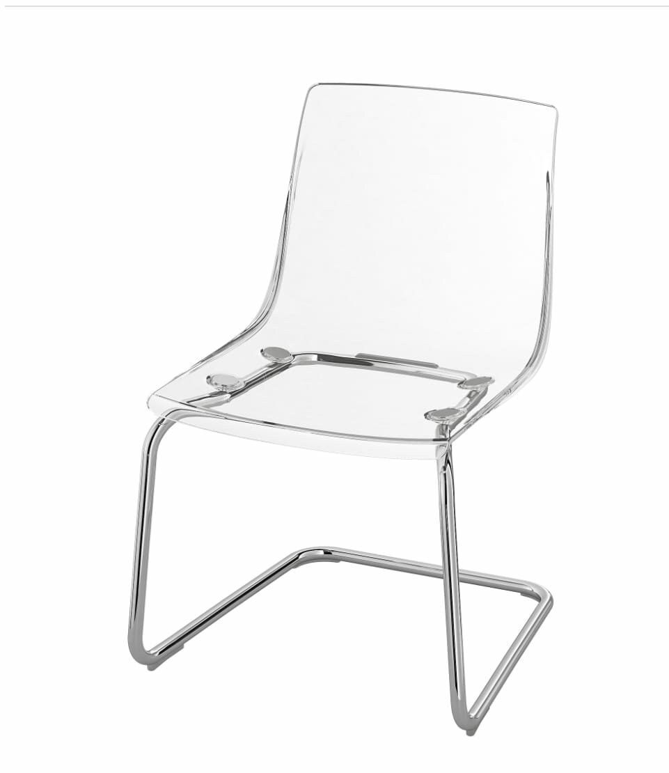 Стул Tobias, IKEA, металлический, прозрачный, влагостойкое покрытие, 55х82х56см