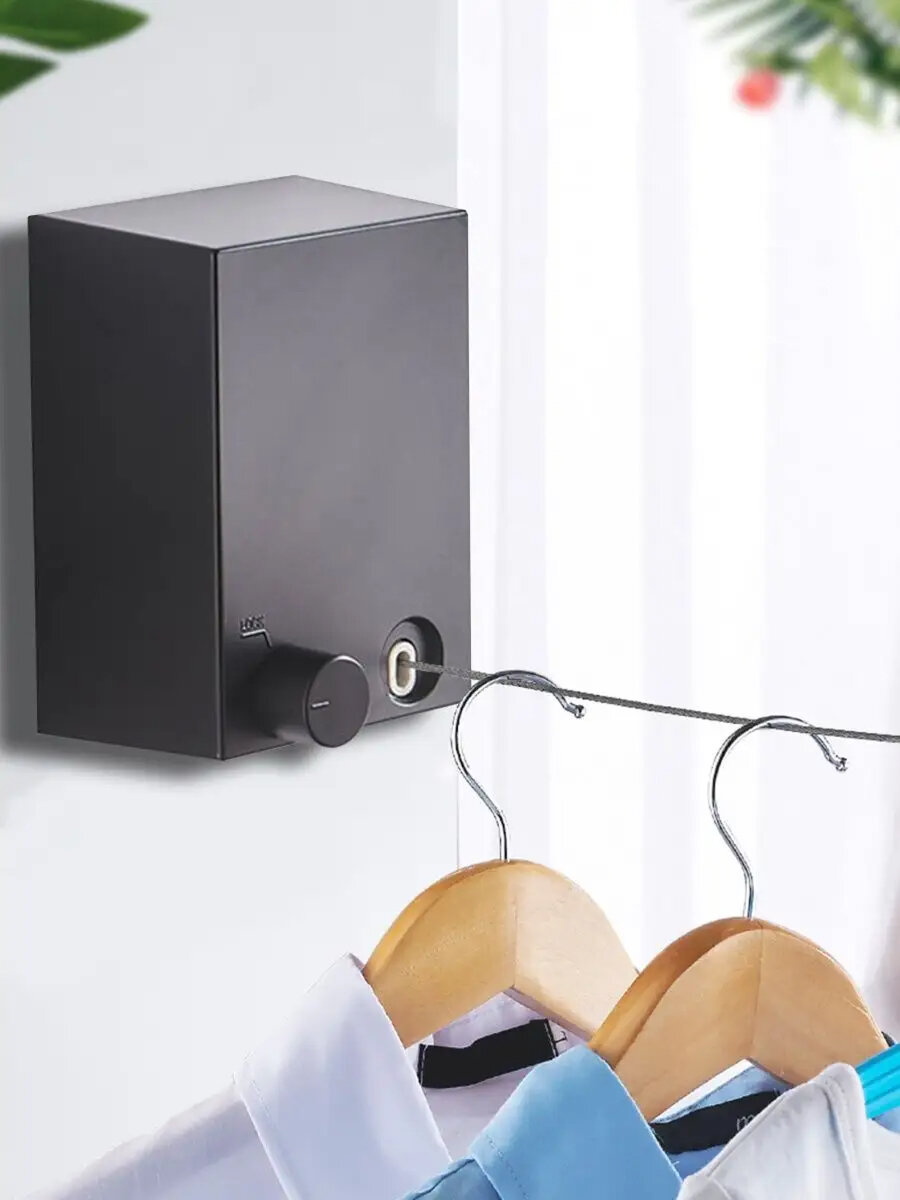 Сушилка для белья веревка бельевая сушка вешалка с металлическим тросом（чёрный）