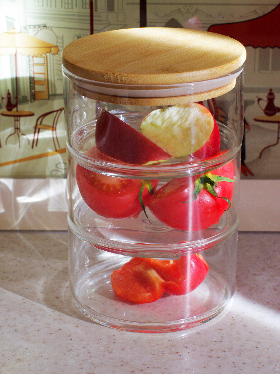 Банки стеклянные для хранения продуктов - 3 секции