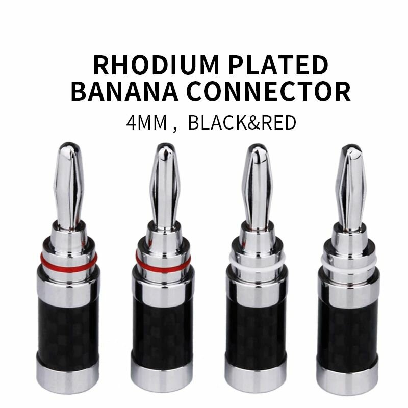 Hifi Banana Connector 4 мм, штекеры типа «банан», медно-родиевое покрытие, штекер типа «банан» для аудиоразъема, штекеры для динамиков, черный, красный