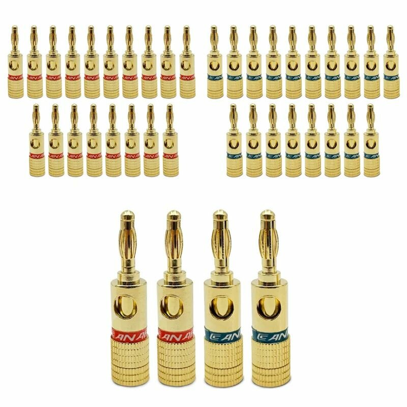 Разъем для кабеля динамика 8/4 мм, разъем для усилителя линии динамика, разъем для динамика, позолоченный аудиоразъем типа «банан»