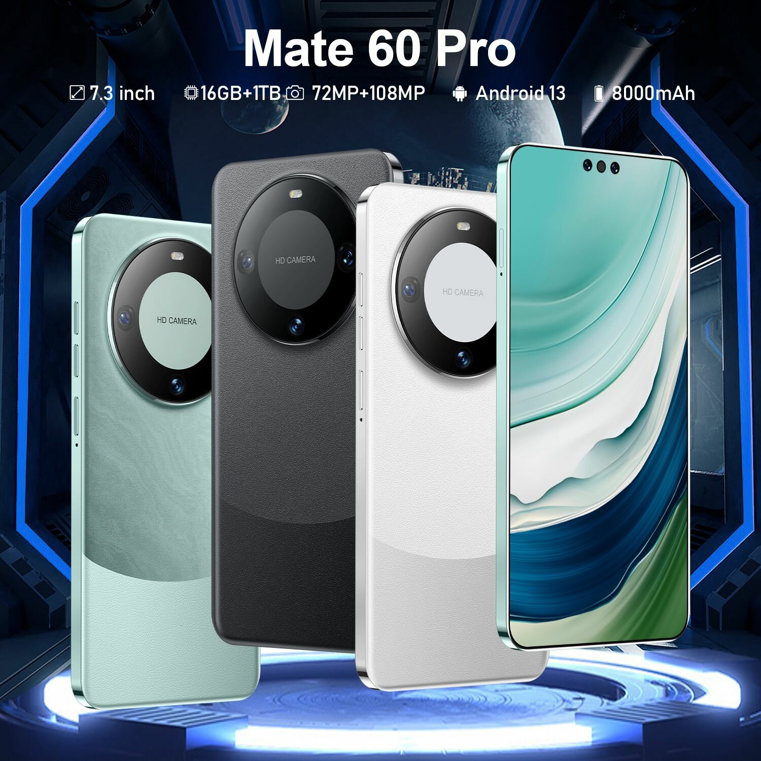 Смартфон Mate 60 Pro EU, 16 GB/1TB, A10 Fusion, Android 10, 4G, Wi-Fi