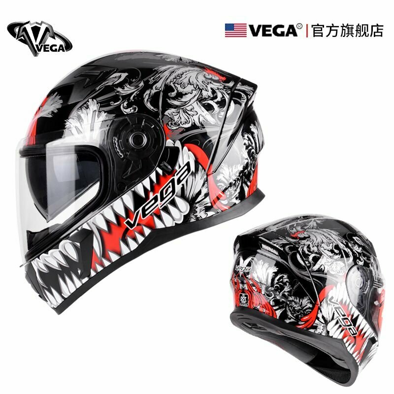VEGA Мотоциклетный шлем , полнолицевой мотоциклетный шлем Bluetooth ECE, противотуманный, для всех сезонов