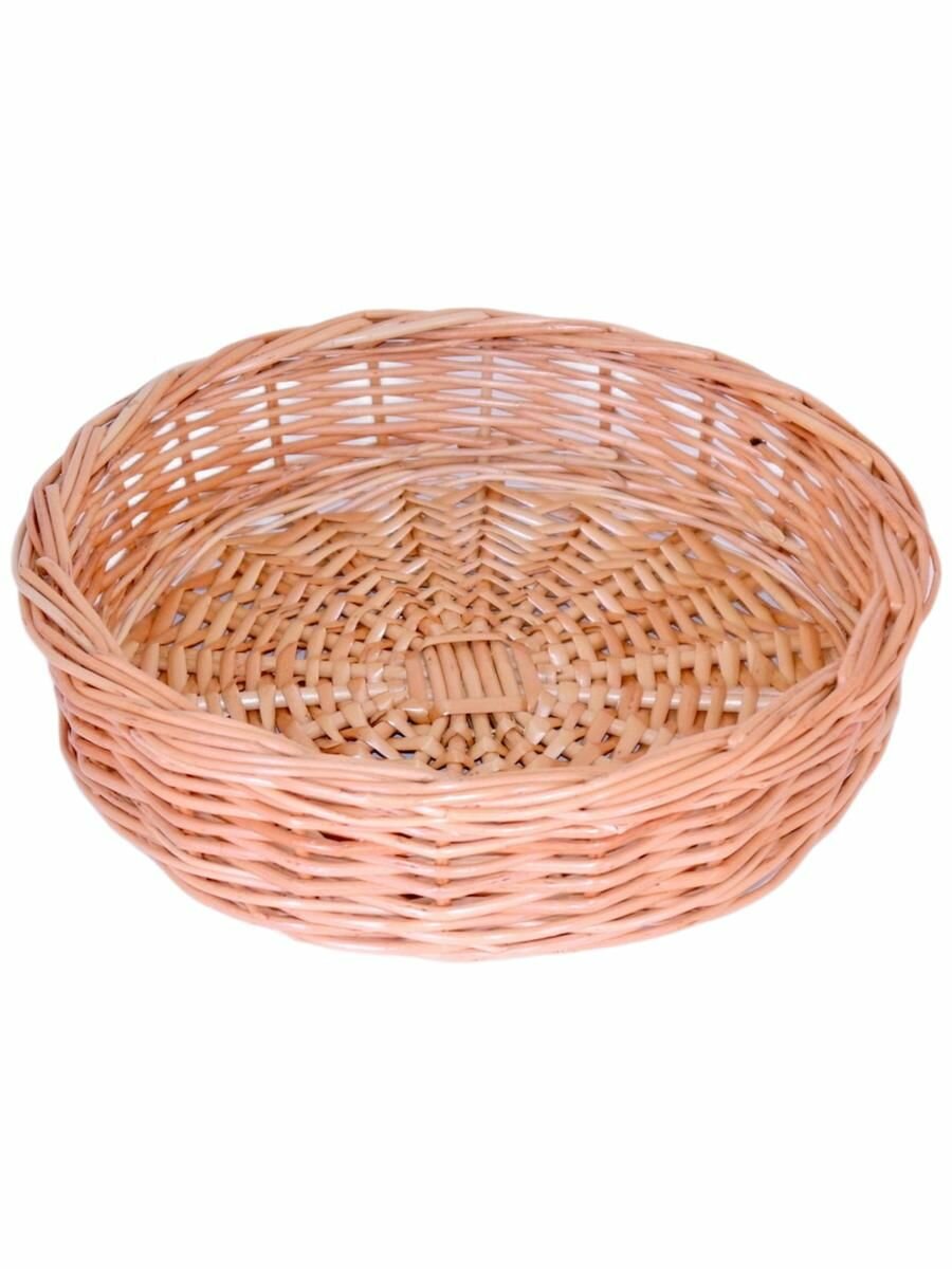 Корзина (лоток) круглая на плетеном дне №3, ручное плетение из лозы