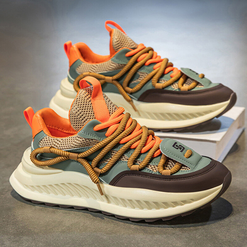 Интернет знаменитости мужская обувь 2025 года новая летняя ниша для отдыха и спорта дышащая толстая подошва увеличивающая рост обувь для папы модный бренд