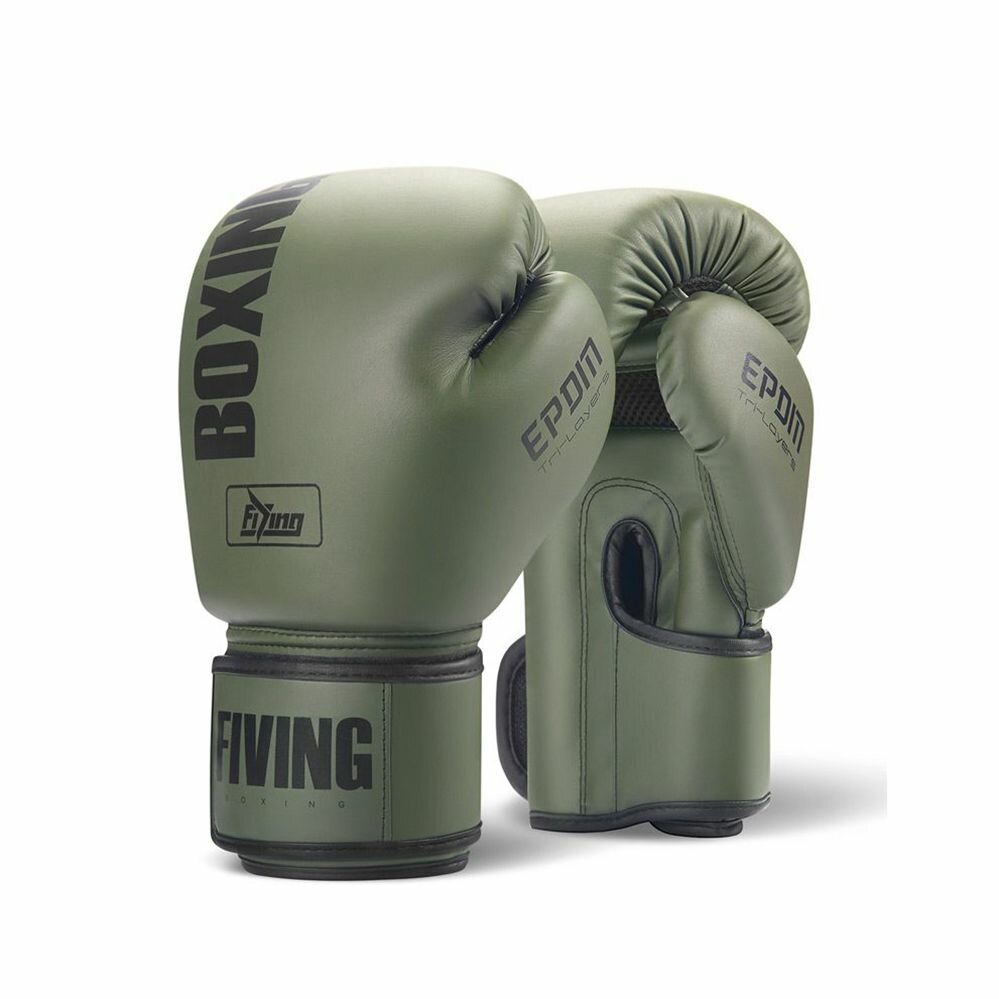 Боксерские перчатки, тренировочные, унисекс, липучка, кожволон, зеленый