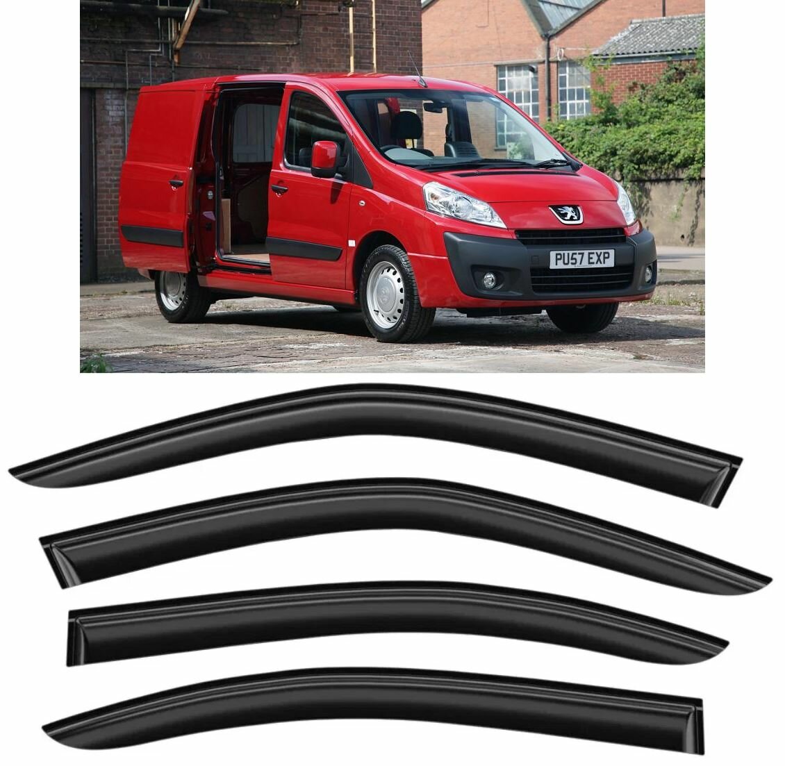 Дефлекторы боковых окон PEUGEOT Expert Пежо Эксперт (2007- 2012)/ CITROEN Jumpy Ситроен Джампи (2006-2012)/ FIAT Scudo Фиат Скудо (2007-2016)