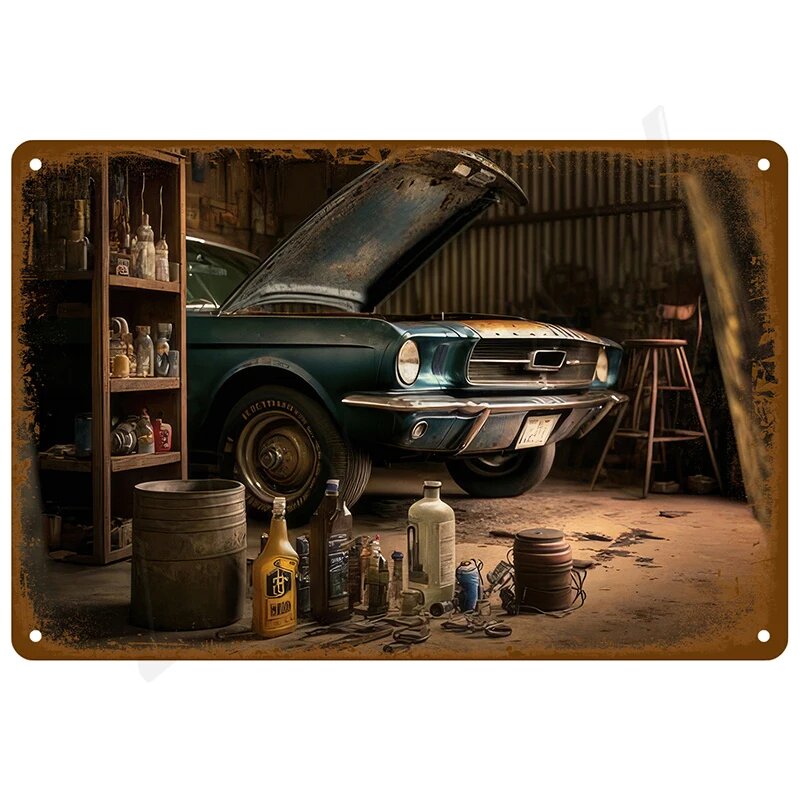 Ретро вывеска "Mustang в гараже", AZYB 42063