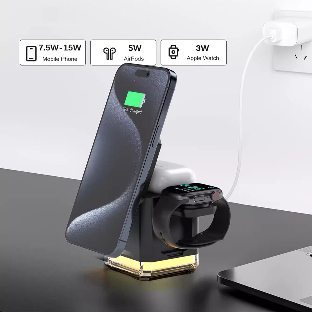 Беспроводная зарядка для iphone/док станция 3 в 1/Быстрая зарядка 15Вт