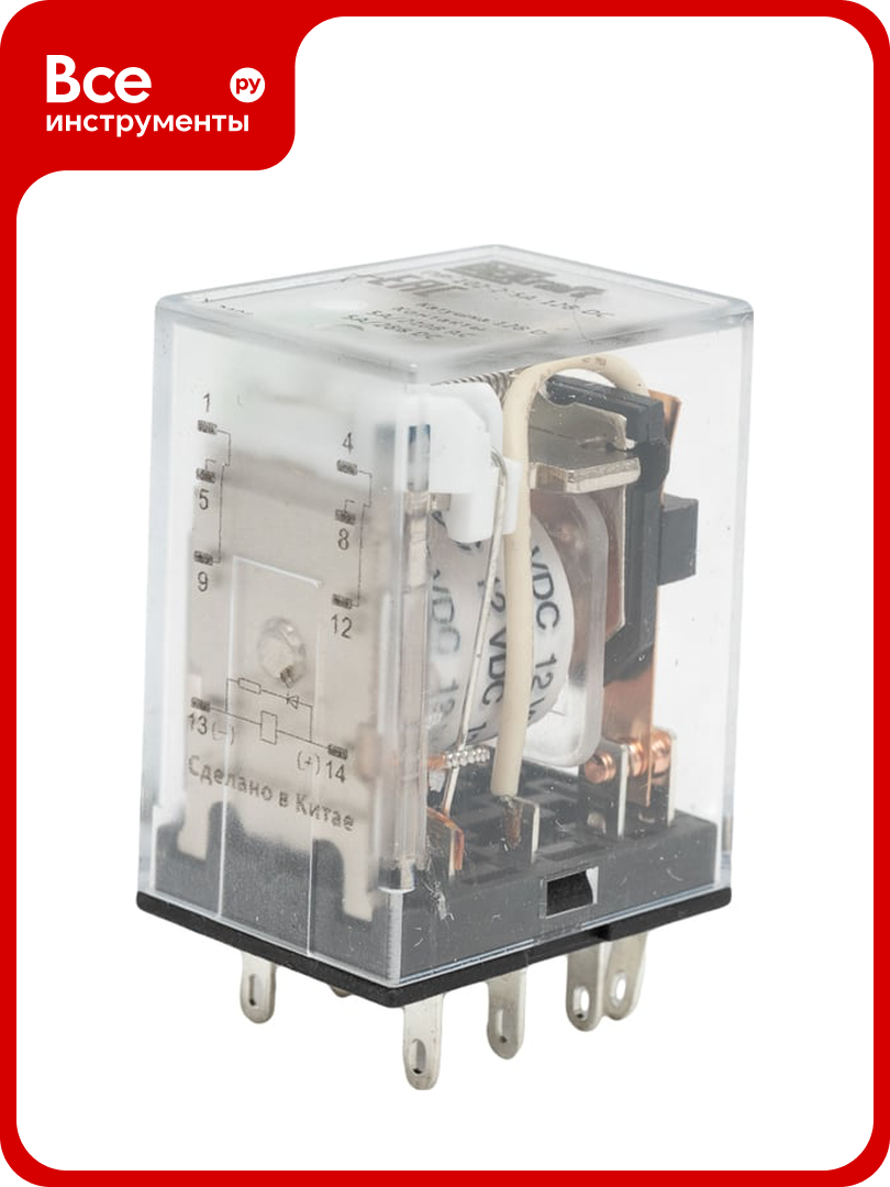 Промежуточное реле DEKraft 2-контактное, с led инд. 5а 12в dc пр-102 23836DEK, Дополнительные характеристики