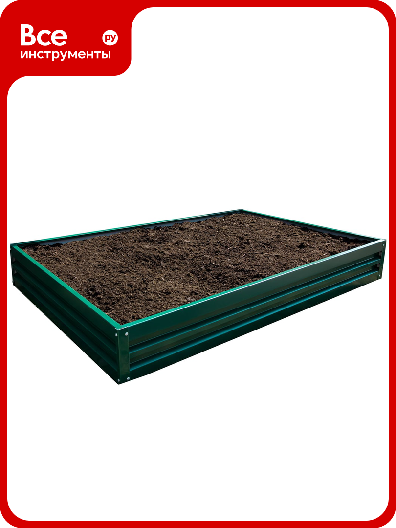 Металлическая грядка Металлика зеленая, 6x1х0.2 м 0005_6, металлический, 6×1×0